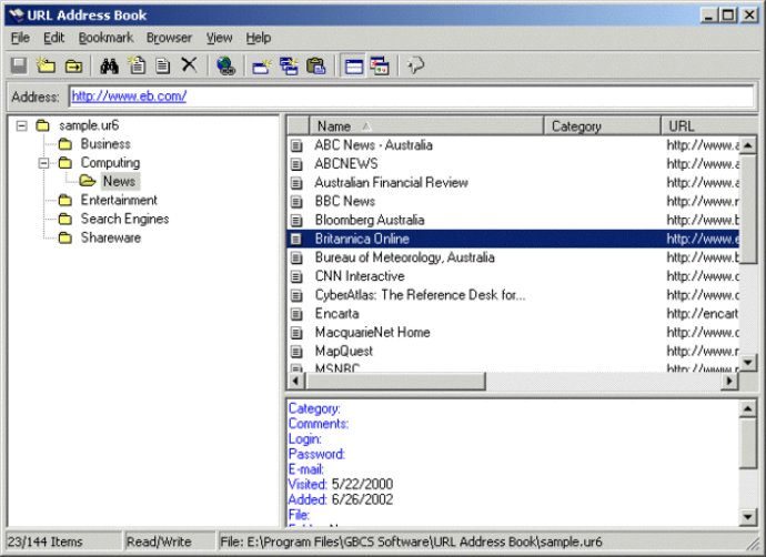 URL Address Book - Download & Review